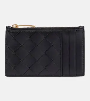 Bottega Veneta Intrecciato Leather Card Holder - Black