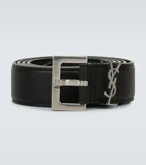 Saint Laurent Slim Grained Leather Belt