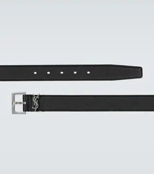 Saint Laurent Slim Grained Leather Belt