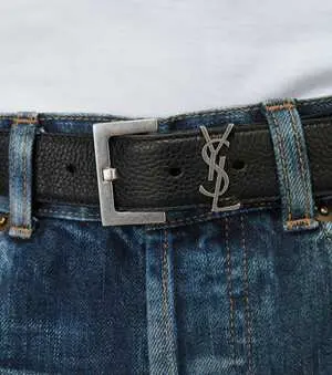 Saint Laurent Slim Grained Leather Belt