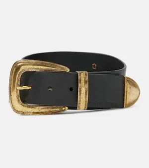 Magda Butrym Leather Belt With Antique Gold Hardware - Black