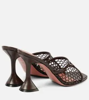 Amina Muaddi Lupita 95 Mesh Mules - Brown