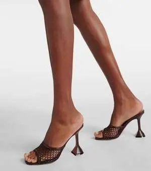 Amina Muaddi Lupita 95 Mesh Mules - Brown