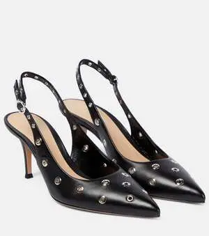 GIANVITO ROSSI Lydia Studded Leather Slingback Pumps