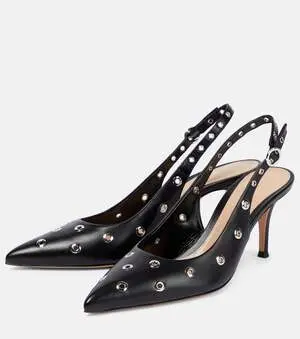 GIANVITO ROSSI Lydia Studded Leather Slingback Pumps