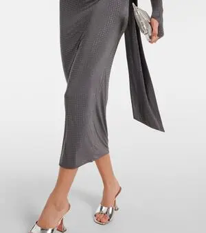 Alex Perry Embellished Jersey Midi Skirt
