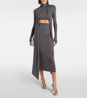 Alex Perry Embellished Jersey Midi Skirt