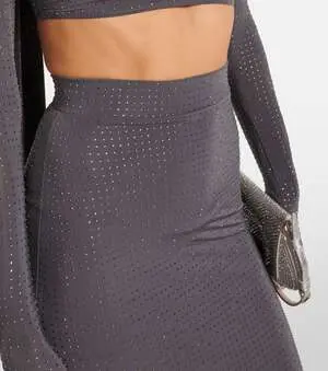 Alex Perry Embellished Jersey Midi Skirt