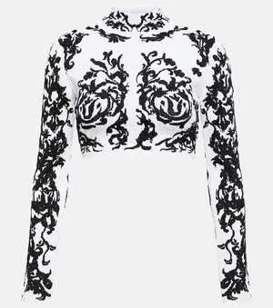 Alaïa Calligraphy Jacquard Crop Top - Multicoloured