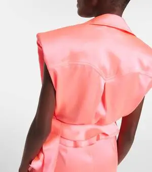 David Koma Ruffle Satin Wrap Gown