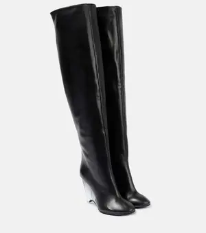 Alaïa Leather Knee-high Wedge Boots - Black