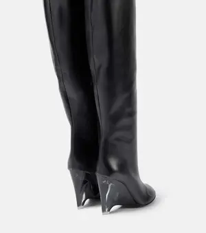 Alaïa Leather Knee-high Wedge Boots - Black