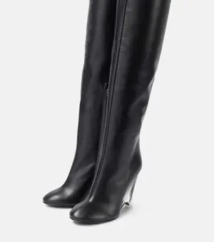 Alaïa Leather Knee-high Wedge Boots - Black