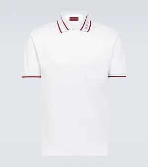 Gucci Web Cotton Pique Polo Shirt - White