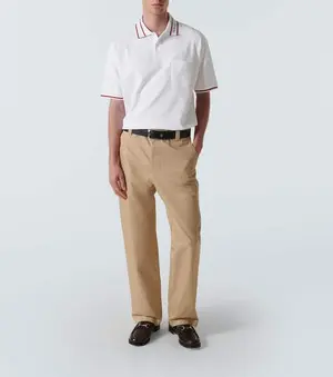 Gucci Web Cotton Pique Polo Shirt - White