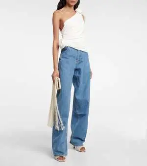 Magda Butrym Floral Appliquéd One-shoulder Top - White