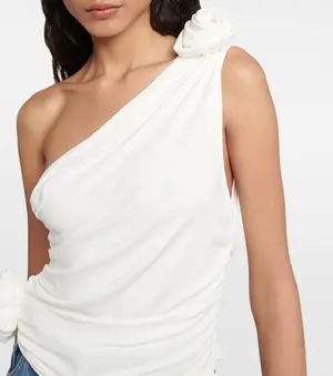 Magda Butrym Floral Appliquéd One-shoulder Top - White