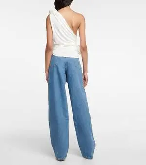 Magda Butrym Floral Appliquéd One-shoulder Top - White