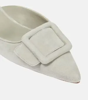 Manolo Blahnik Maysale Suede Mules - Grey