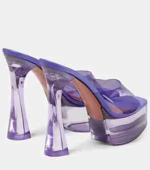 Amina Muaddi Dalida Glass Platform Mules