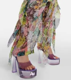 Amina Muaddi Dalida Glass Platform Mules