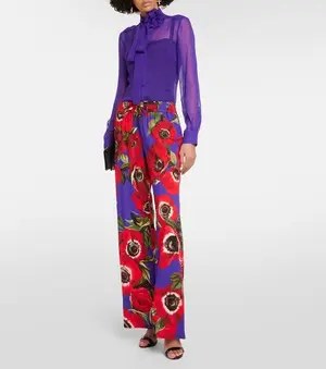 Dolce & Gabbana Tie-neck Silk Chiffon Blouse
