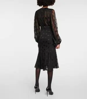 Dolce & Gabbana Devoré Satin Midi Skirt