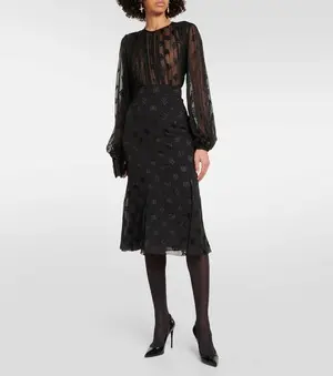 Dolce & Gabbana Devoré Satin Midi Skirt