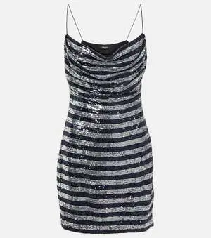 Balmain Sequined Striped Minidress