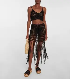 Anna Kosturova Crochet Cotton Skirt - Black