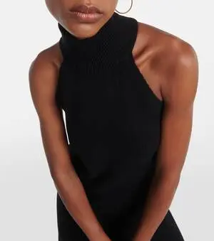 LISA YANG Freya Turtleneck Cashmere Tank Top - Black