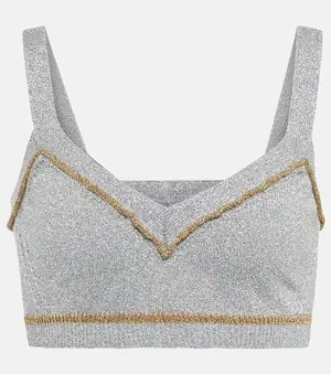 Rabanne Metallic Knit Crop Top - Silver