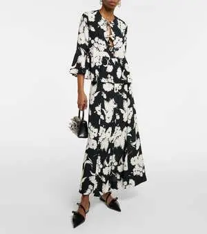 GANNI Floral Crepe Maxi Skirt