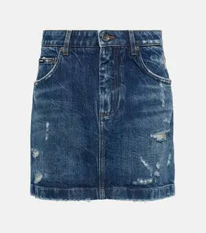 Dolce & Gabbana Distressed Denim Mini Skirt