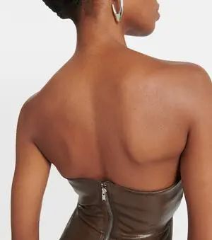 Rick Owens Strapless Coated Denim Gown - Brown