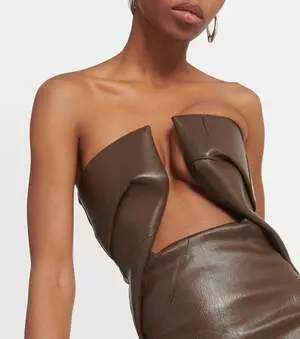 Rick Owens Strapless Coated Denim Gown - Brown