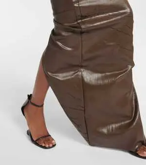 Rick Owens Strapless Coated Denim Gown - Brown