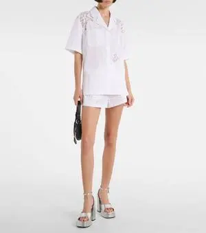 Versace Sangallo Embroidered Cotton Poplin Shorts