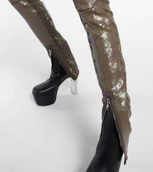 Rick Owens Dirt Waist Embellished Leggings