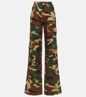 Alessandra Rich Camouflage Cotton Cargo Pants