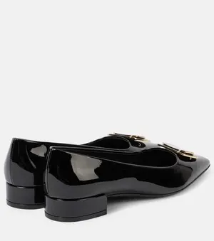 FERRAGAMO Venera Patent Leather Ballet Flats - Black