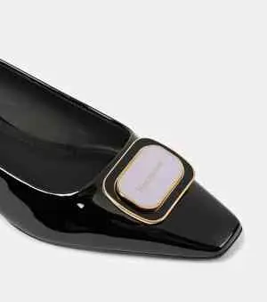 FERRAGAMO Venera Patent Leather Ballet Flats - Black