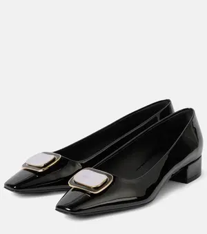 FERRAGAMO Venera Patent Leather Ballet Flats - Black