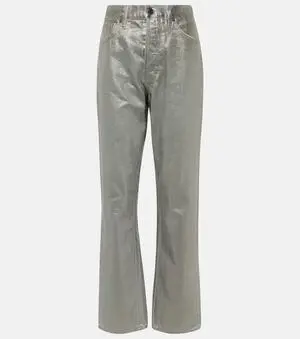 Veronica Beard Daniela Metallic High-rise Straight Jeans