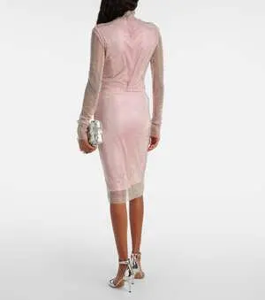 Sportmax Fishnet Embellished Midi Skirt