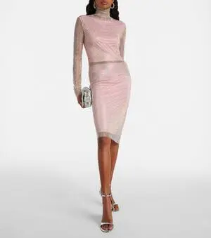 Sportmax Fishnet Embellished Midi Skirt