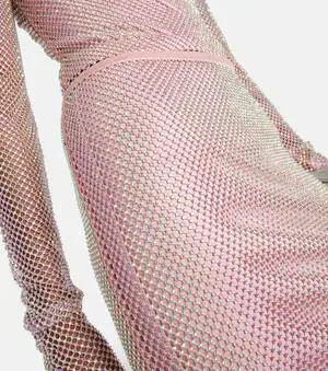 Sportmax Fishnet Embellished Midi Skirt
