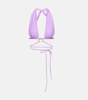 SAME Pierced Wrap Bikini Top - Purple