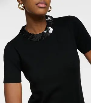 Tory Burch Sequined Wool-blend Midi Dress