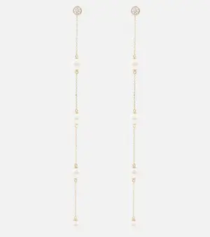 Mateo 14kt Yellow Earrings With Diamonds And Pearls - Gold